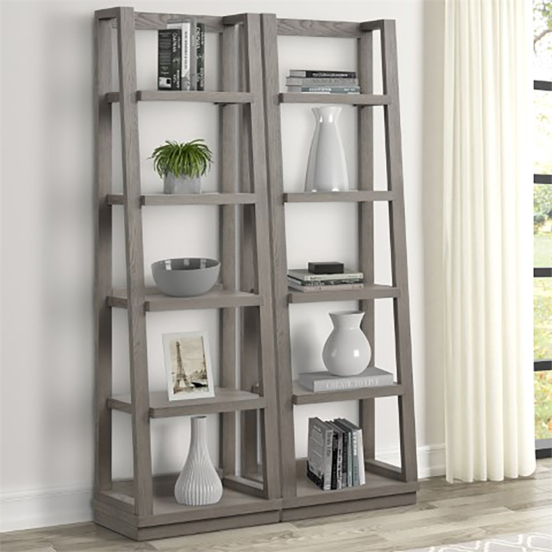 Parker House Pure Modern Pair of Angled Etagere Bookcase Piers in Warm ...
