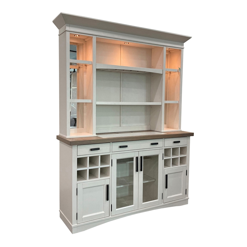 Parker House Americana Modern Wood Buffet with Display Hutch in White