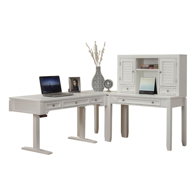 Parker House Boca Power Lift L Shape Desk with Hutch | Cymax Business