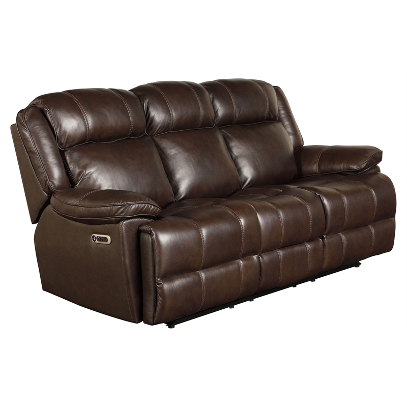 Parker Living Traditional Leather Power Sofa in Brown | Bush Furniture ...