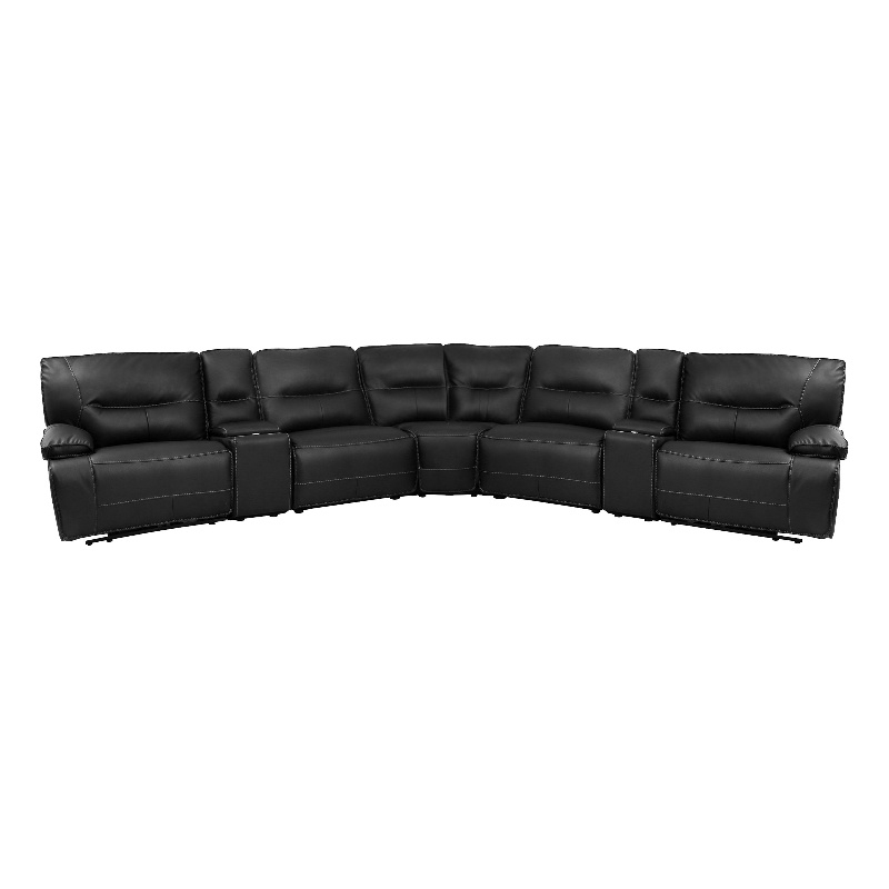 Spartacus Black 7 Piece Power Reclining Adjustable Headrests Sectional ...
