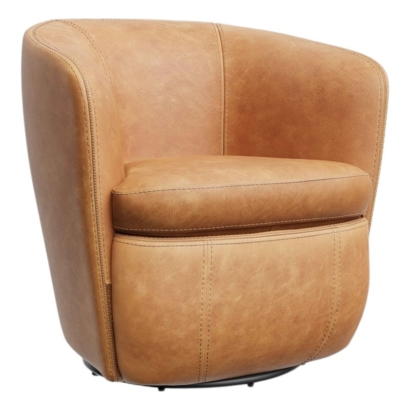 Parker Living Barolo Vintage Caramel Genuine Italian Leather Swivel ...
