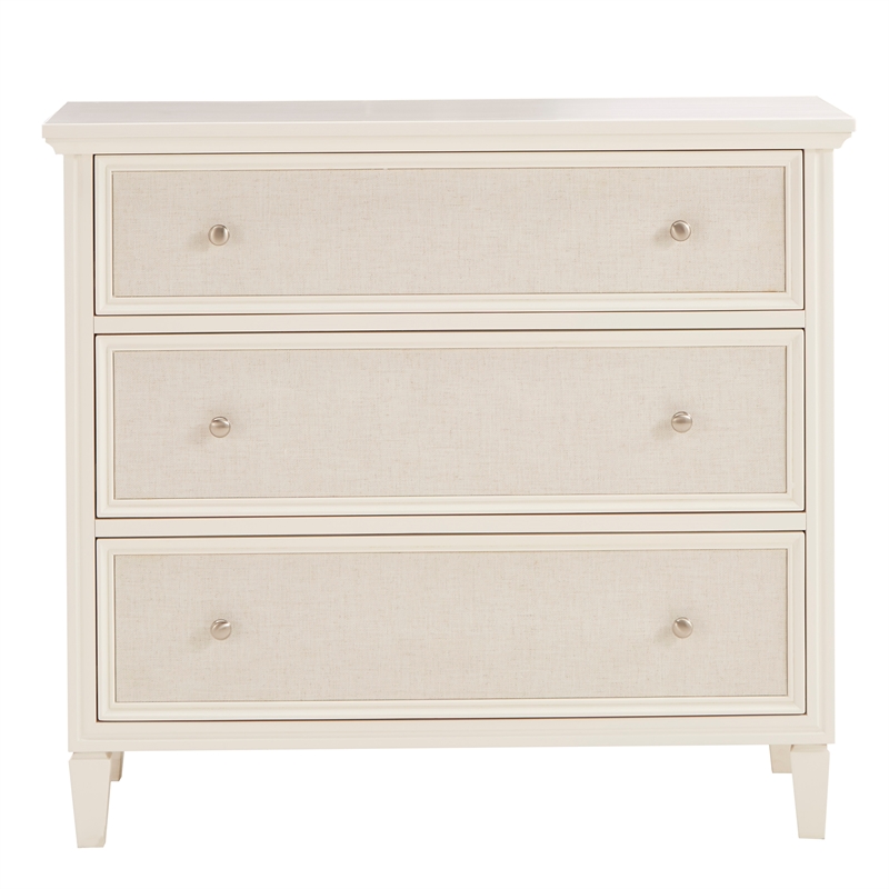 iNSPIRE Q Engineered Wood and Linen Drawer Face Dresser in White/Beige ...