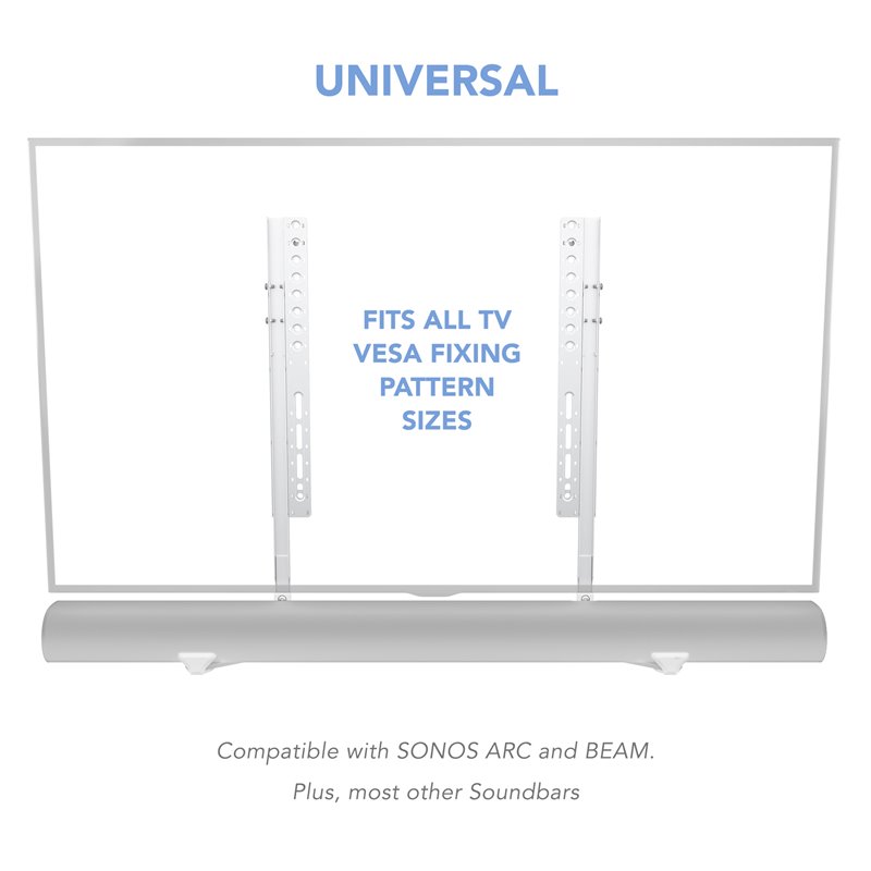 AVF Traditional Steel Universal Soundbar Attachment Kit in White ...