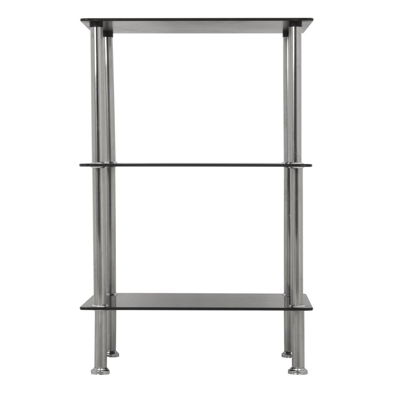 AVF Transitional Steel and Glass Small 3-Tier Shelving Unit in Black ...