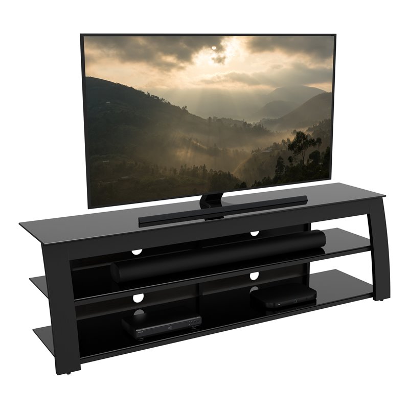 AVF Contemporary Wood Glass Steel TV Stand for TVs 32" to 90" in Black ...