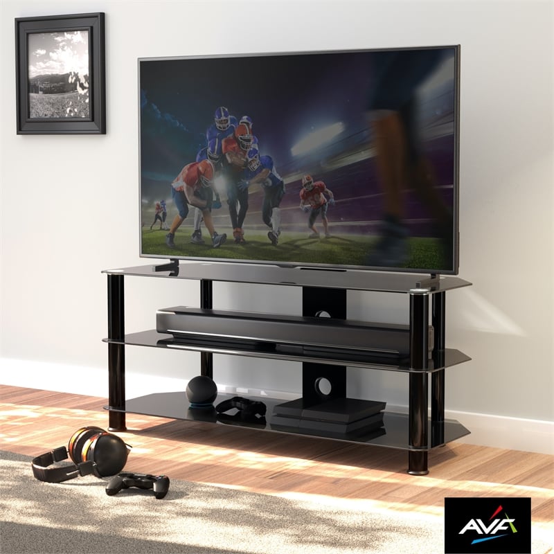 AVF Steel Glass TV Stand with Cable Management for up to 55 TVs in Black