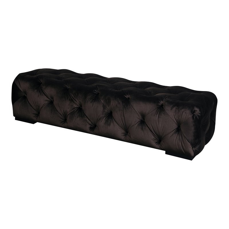 American Home Classic Jasper 16" Traditional Velvet and Wood Bench in ...