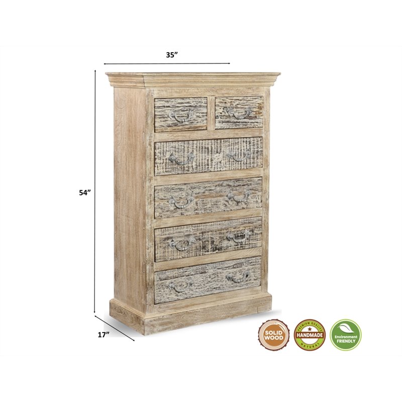 Taran Designs Baker 6-drawer Solid Wood Chest in White | Cymax Business