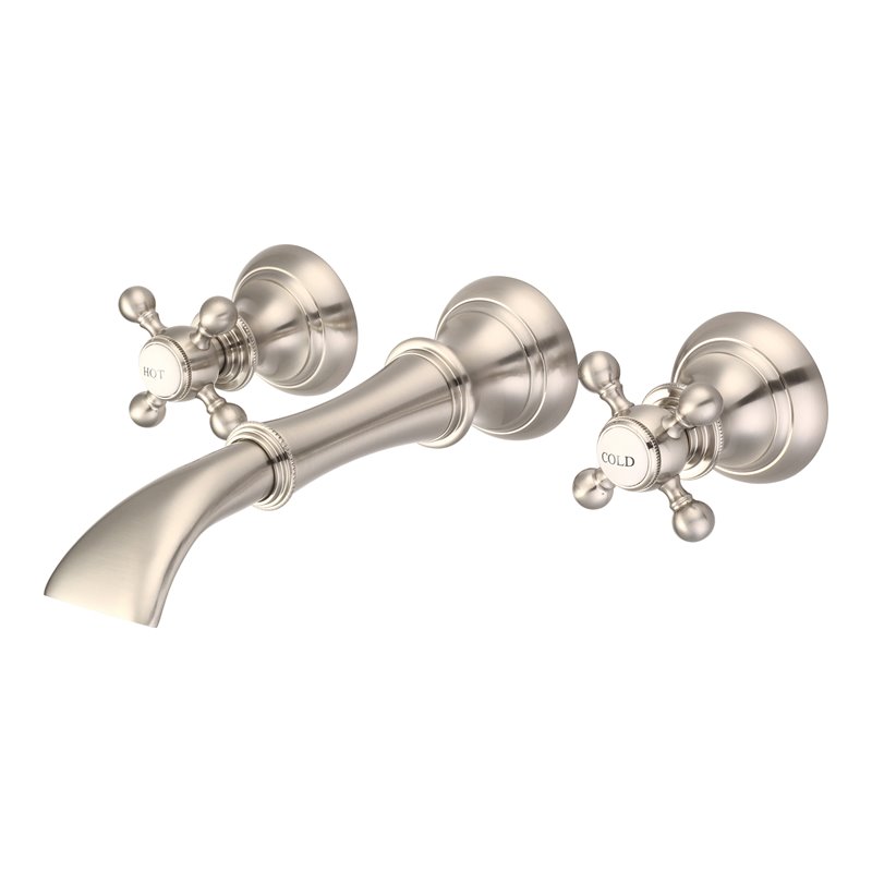 Water Creation Wall Mount Cross Handles Brass Lavatory Faucet in ...
