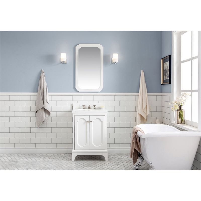 Water Creation Queen 24" Wood Single Bathroom Vanity in Pure White ...