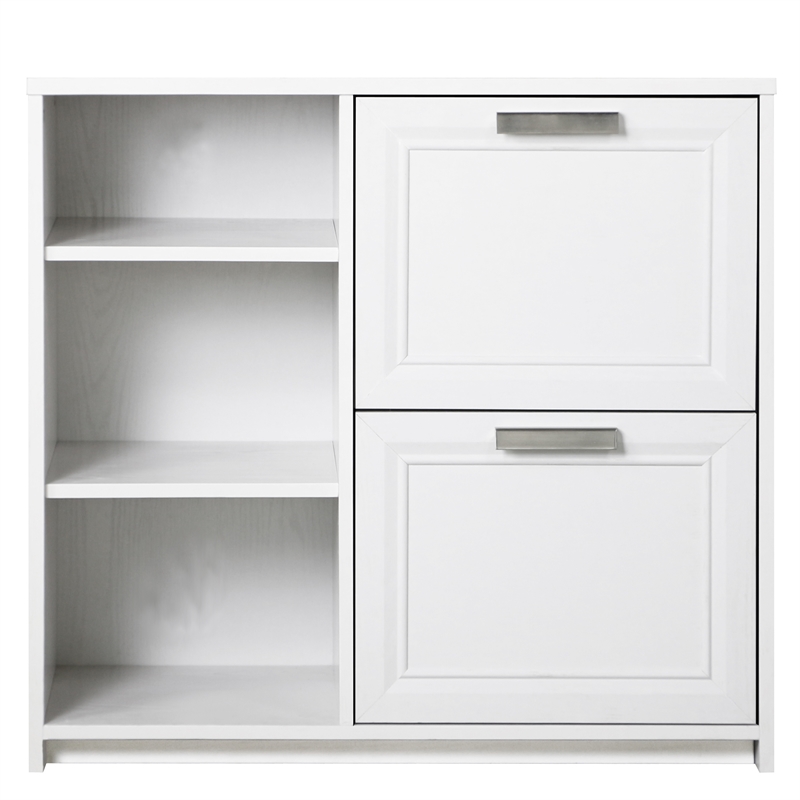 Saint Birch Alaska Wood 2 Drawer File Cabinet With 3 Shelf in White ...