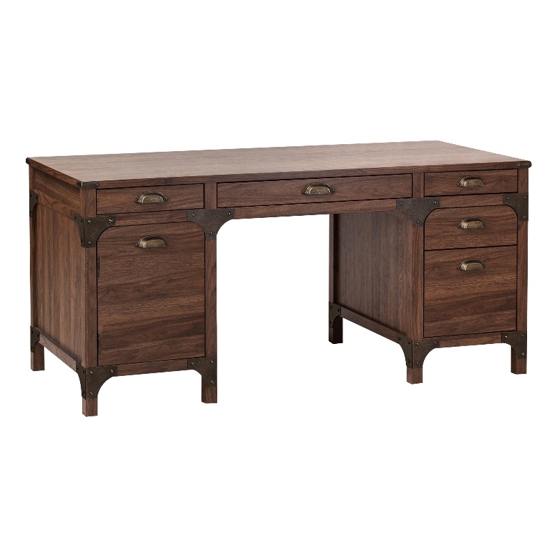 Saint Birch Hanson Walnut 63 Inch Executive Desks with Hutch ...