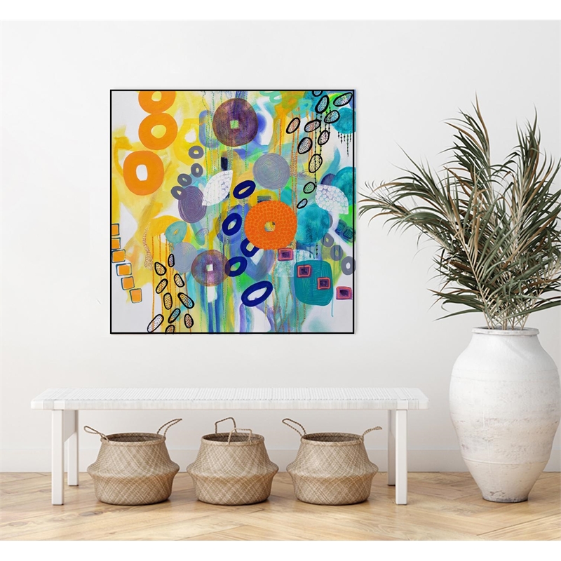 Giant Art Canvas 20x20 Abstract distraction 14 Framed in Yellow | Cymax ...