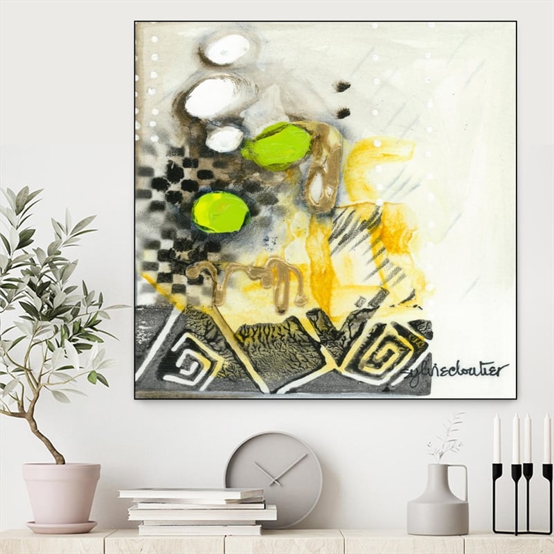 Giant Art Canvas 20x20 Left Side Framed in Yellow | Cymax Business