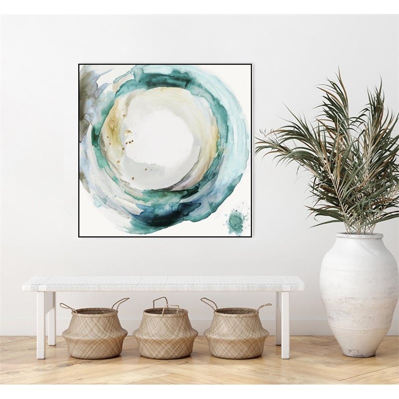 Giant Art Canvas 30x30 Waters Rings Framed in Multi-Color