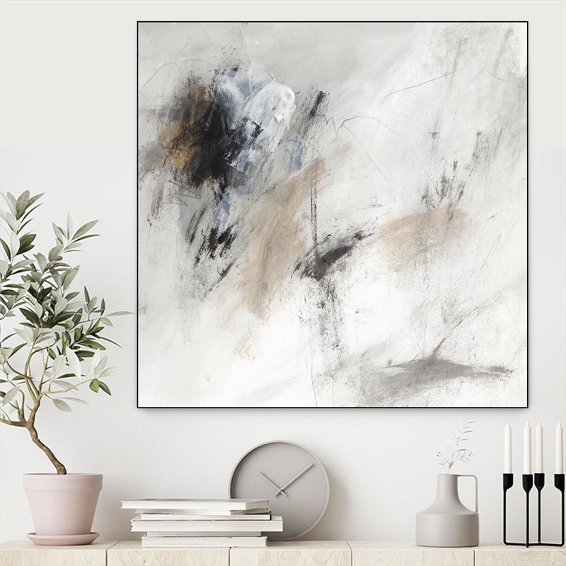 Giant Art Canvas 20x20 Sketch Lines I Framed in White | Cymax Business