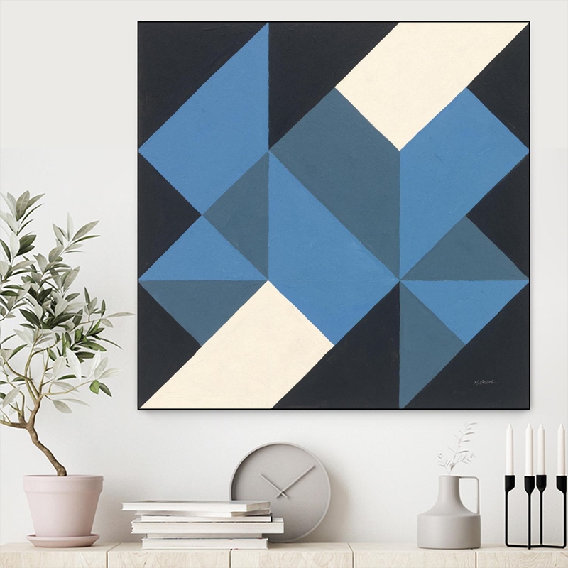 Giant Art Canvas 20x20 Triangles I Framed in White | Cymax Business