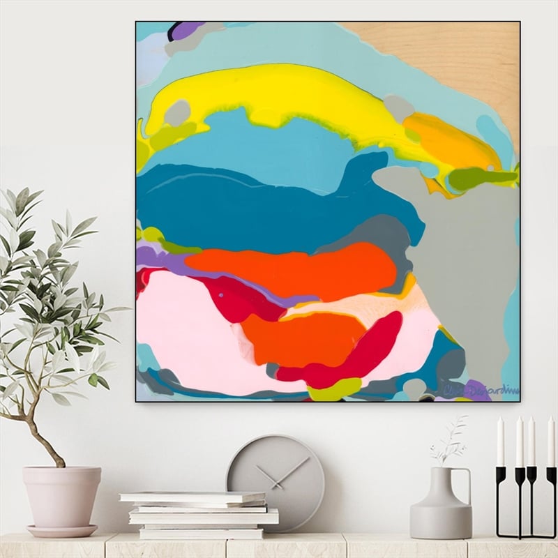 Giant Art Canvas 20x20 Free Falling Framed in Pink | Homesquare