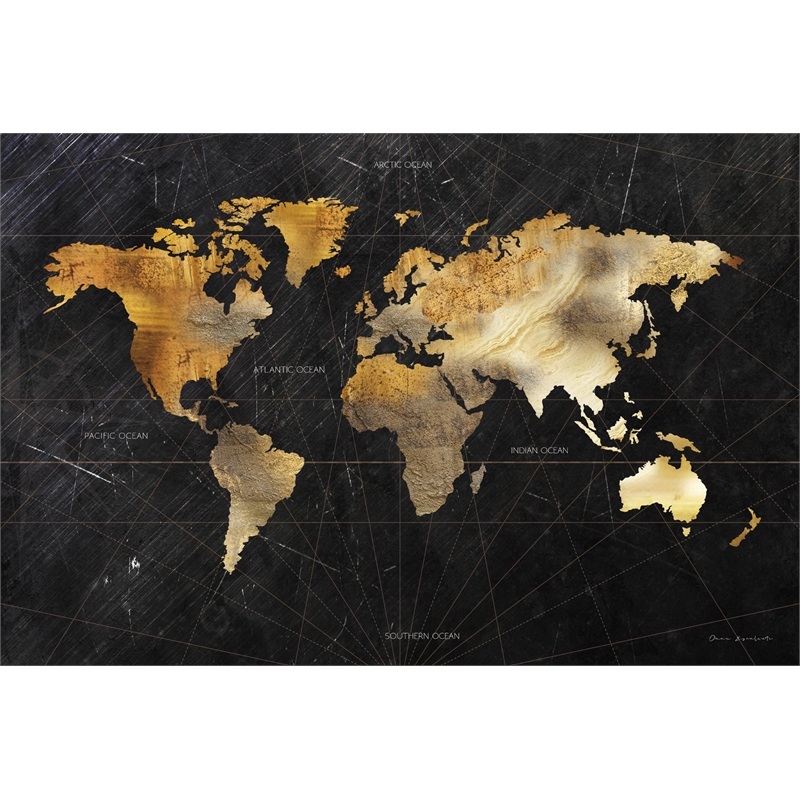 Giant Art 72x48 Dramatic World Map Fine Art Giant Canvas Print in Multi ...