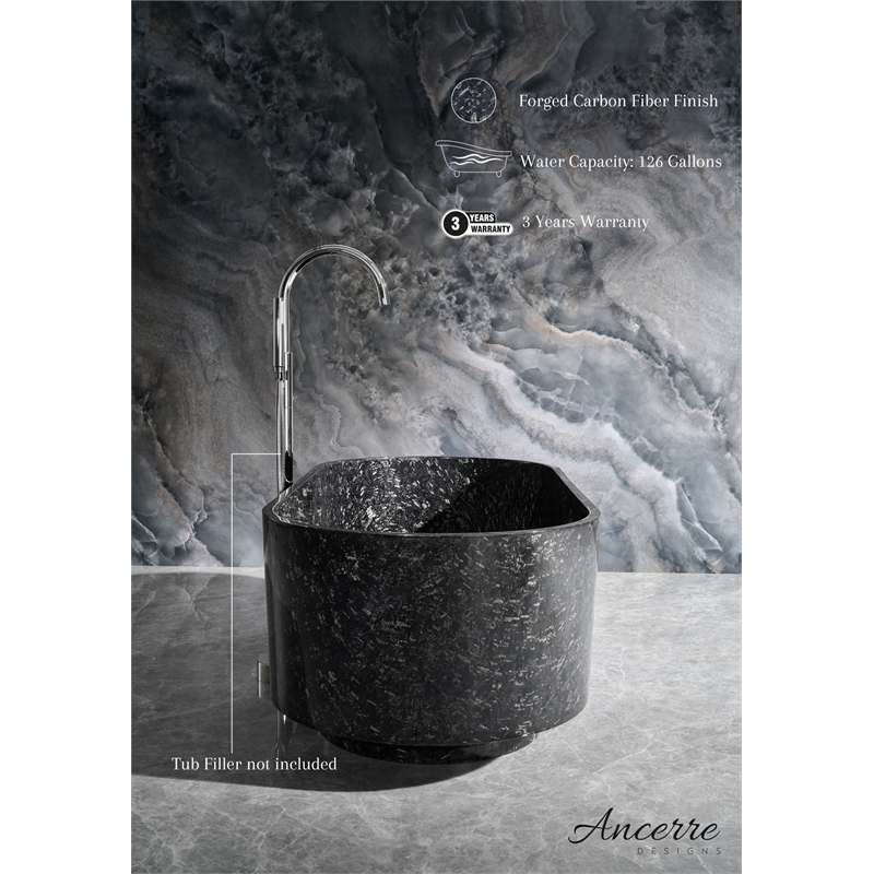 Odessa 67 in. W x 30.7 in. D Freestanding Forged Carbon Fiber Bathtub ...