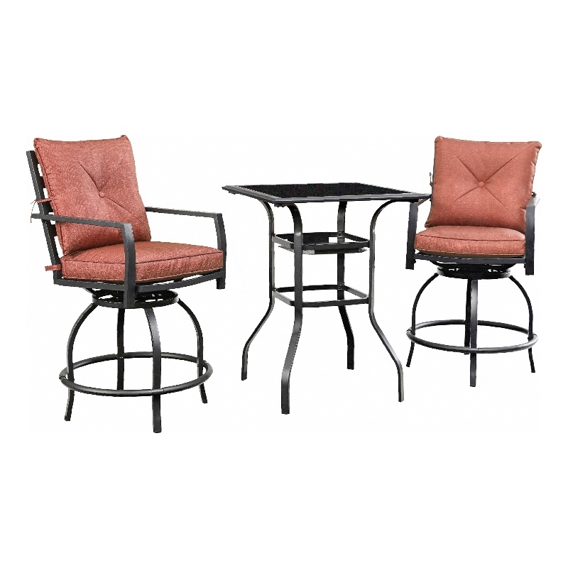Patio Festival 3-Piece Metal Outdoor Bistro Set in Red and Black