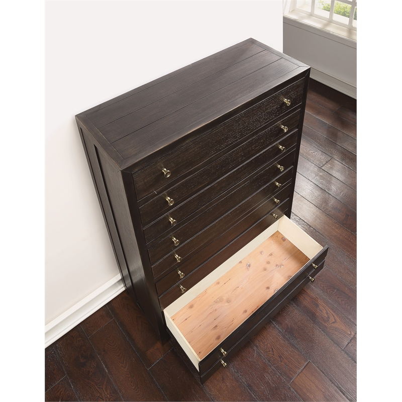 Cologne Mid-Century Dark Brown Wood Drawer Chest | Cymax Business