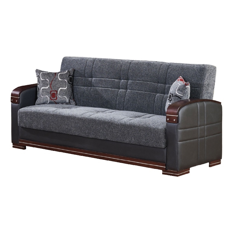 Beyan Signature Montana 89" Chenille Convertible Sleeper Sofa in Gray ...