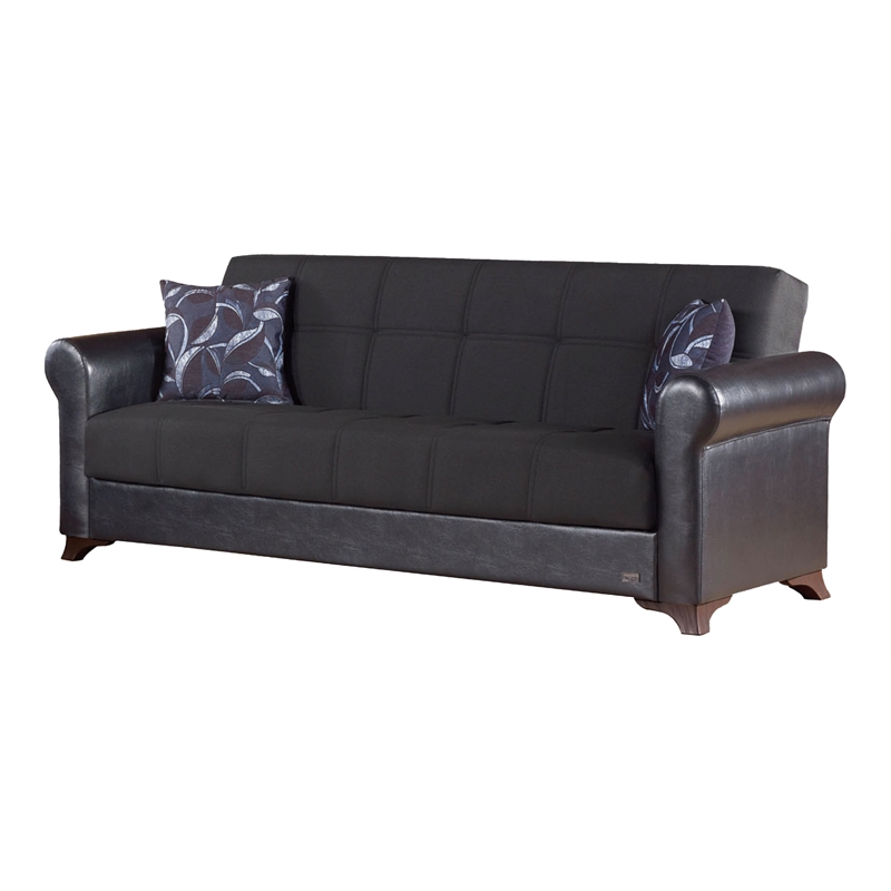Beyan Signature Passaic 90" Fabric Convertible Sleeper Sofa in Black ...
