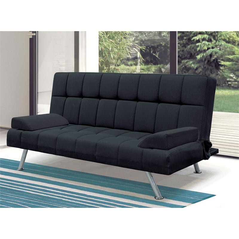 Beyan Signature Troy 72" Fabric Convertible Sleeper Sofa in Black ...