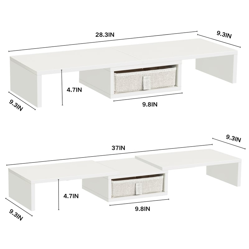 Homy Casa White Dual Monitor Stand Riser - Expandable & Angled Desk ...