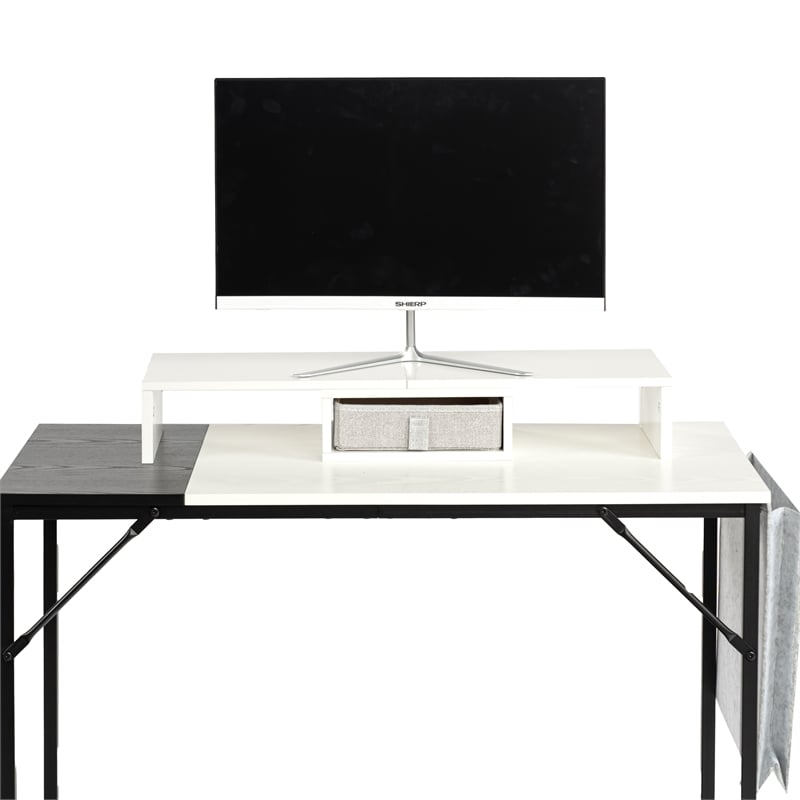 Homy Casa White Dual Monitor Stand Riser - Expandable & Angled Desk ...