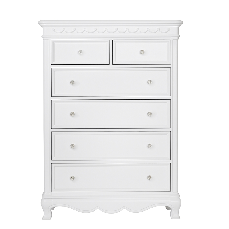 Baby Cache Adelina 6-Drawer Traditional Wood Chest in Pure White