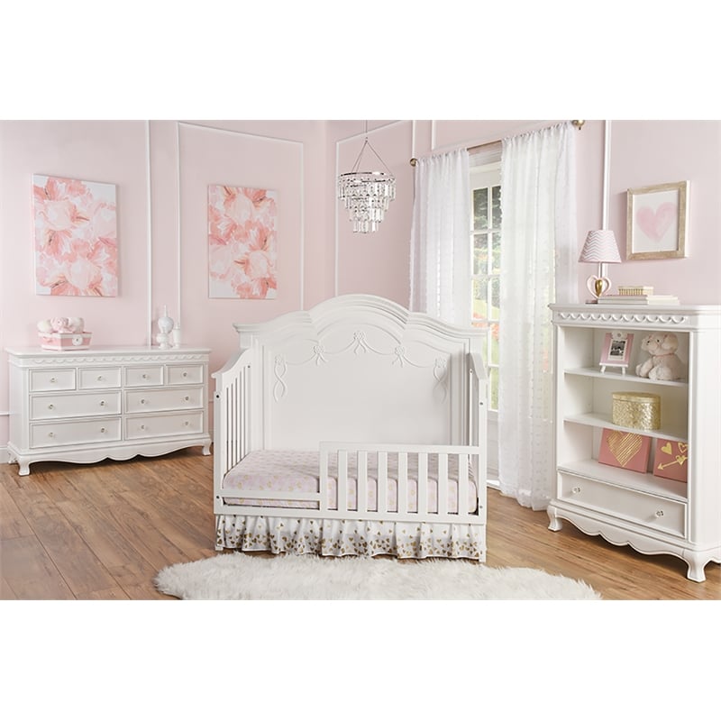 Baby Cache Adelina Traditional Wood Toddler Guard Rail in Pure White ...