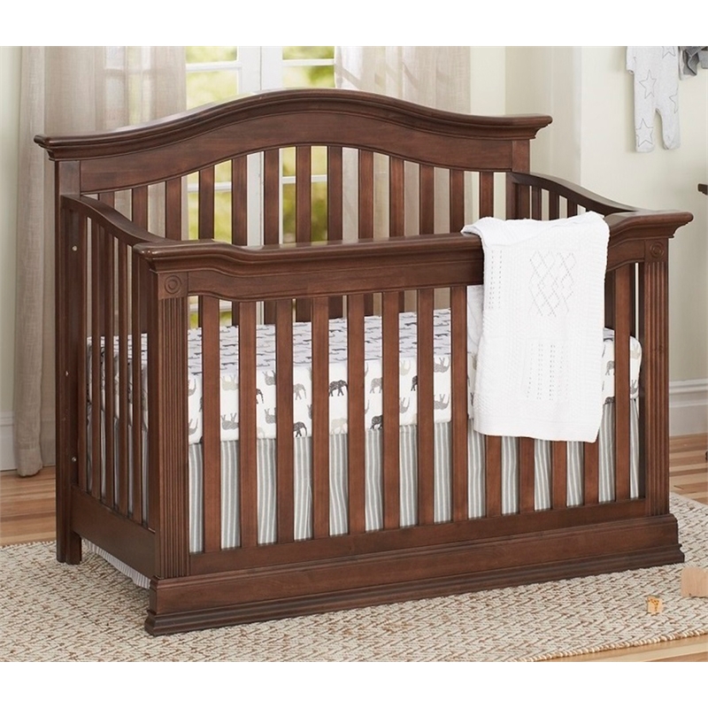 Baby Cache Montana Traditional Wood 4-in-1 Convertible Crib in Brown ...