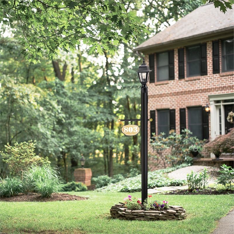 Design House Steel Black Lamp Post with Cross Arm | Homesquare