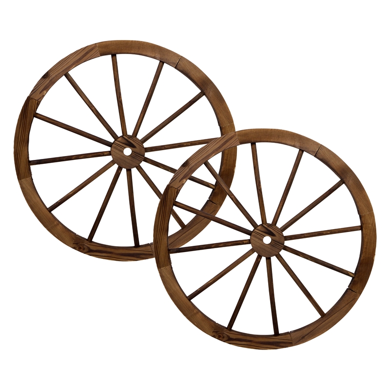 Shine Company Set of 2 32" Decorative Wood Wagon Wheel/Trellis in Brown ...