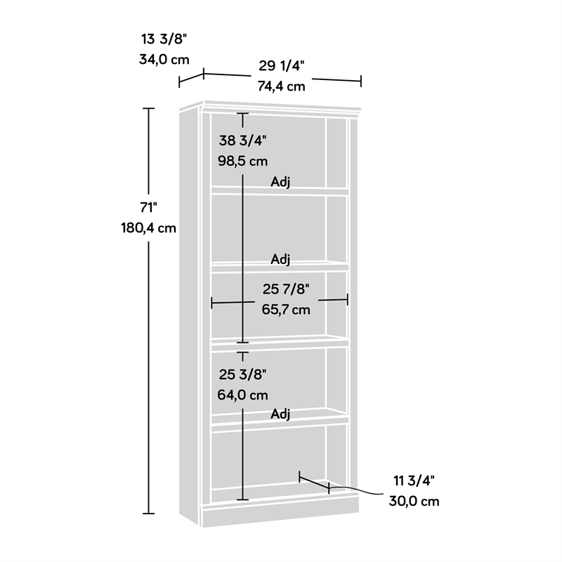 Sauder East Canyon Engineered Wood 5 Shelf Bookcase in Craftsman Oak