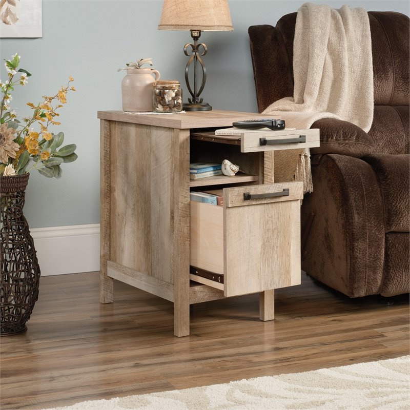 Sauder Cannery Bridge Engineered Wood 1-Drawer End Table in Lintel Oak ...