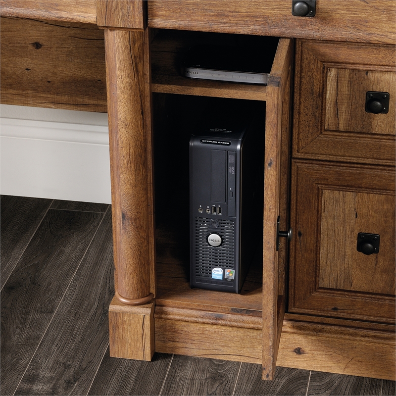 Sauder Palladia Engineered Wood Computer Desk With Hutch in Vintage Oak ...