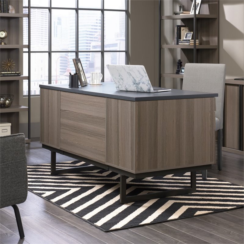 Sauder International Lux Executive Desk in Diamond Ash
