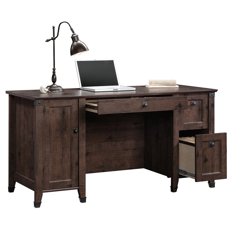 Sauder Carson Forge Engineered Wood Computer Desk in Coffee Oak