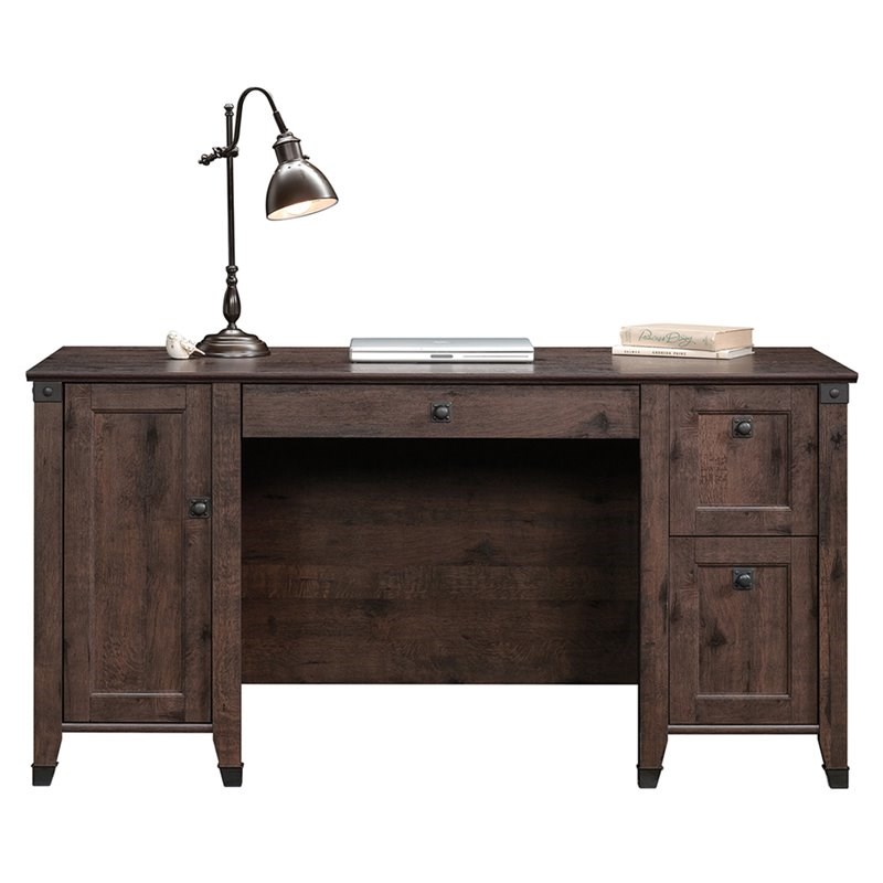 Sauder Carson Forge Engineered Wood Computer Desk in Coffee Oak
