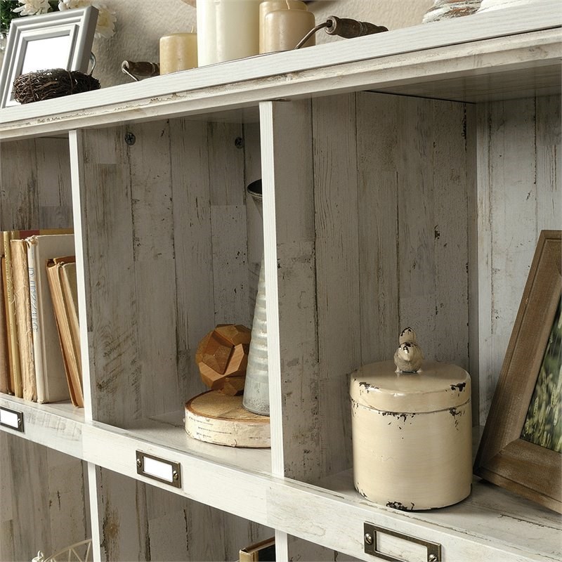 Sauder Barrister Lane Engineered Wood 10 Cube Bookcase in White Plank BushFurnitureCollection