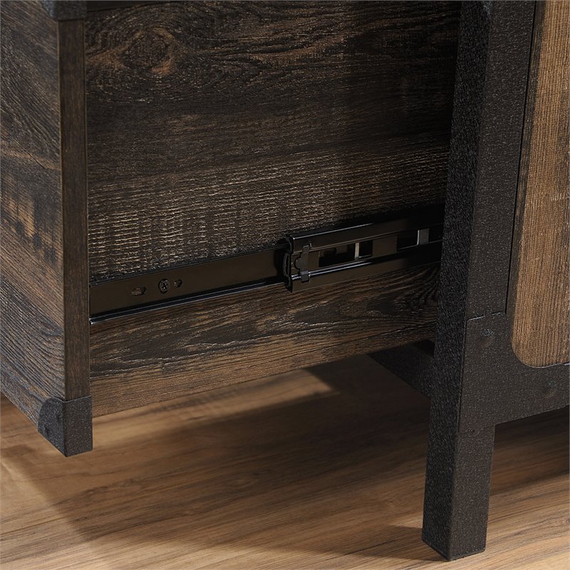 Sauder Steel River L Shaped Writing Desk in Carbon Oak and Black ...