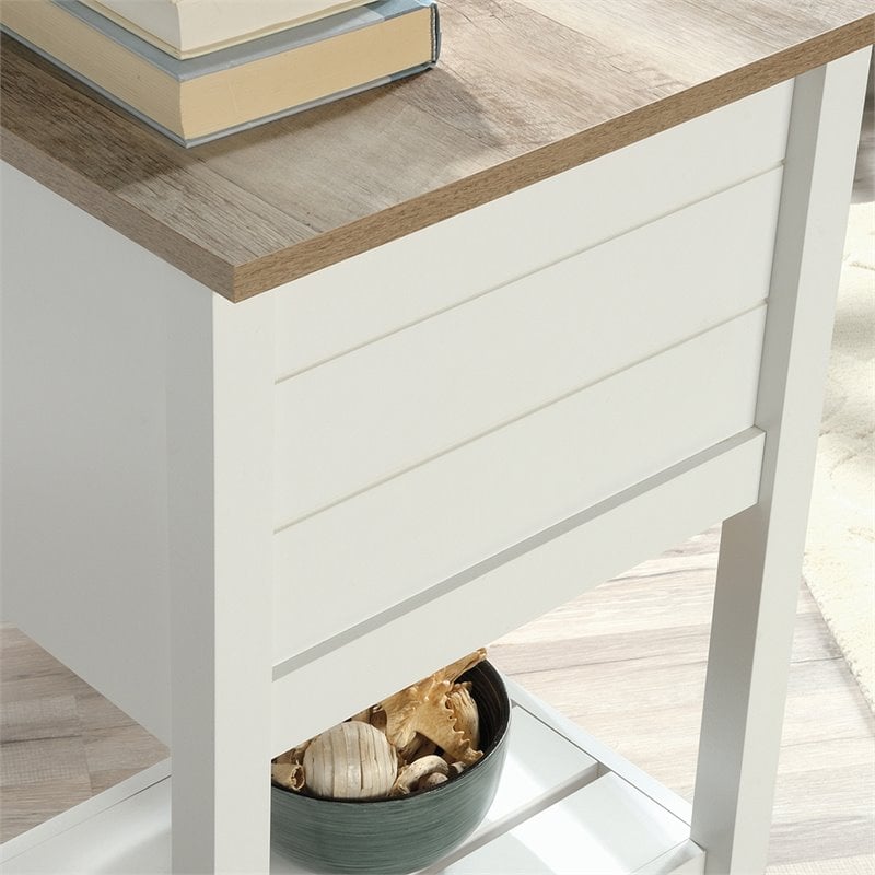 Sauder Cottage Road Engineered Wood Writing Desk in Soft White Lintel Oak BushFurnitureCollection