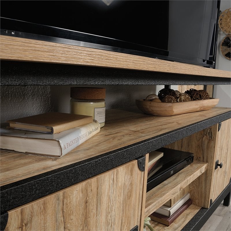 Sauder Steel River Engineered Wood TV Stand in Milled Mesquite Natural
