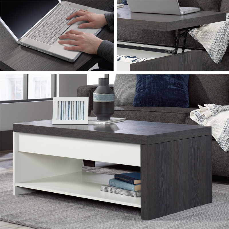 Sauder Hudson Court Engineered Wood Lift Top Coffee Table in Charcoal Ash Cymax Business