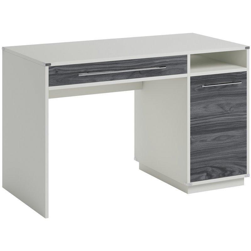 Sauder Vista Key Engineered Wood Single Pedestal Desk in Pearl Oak ...