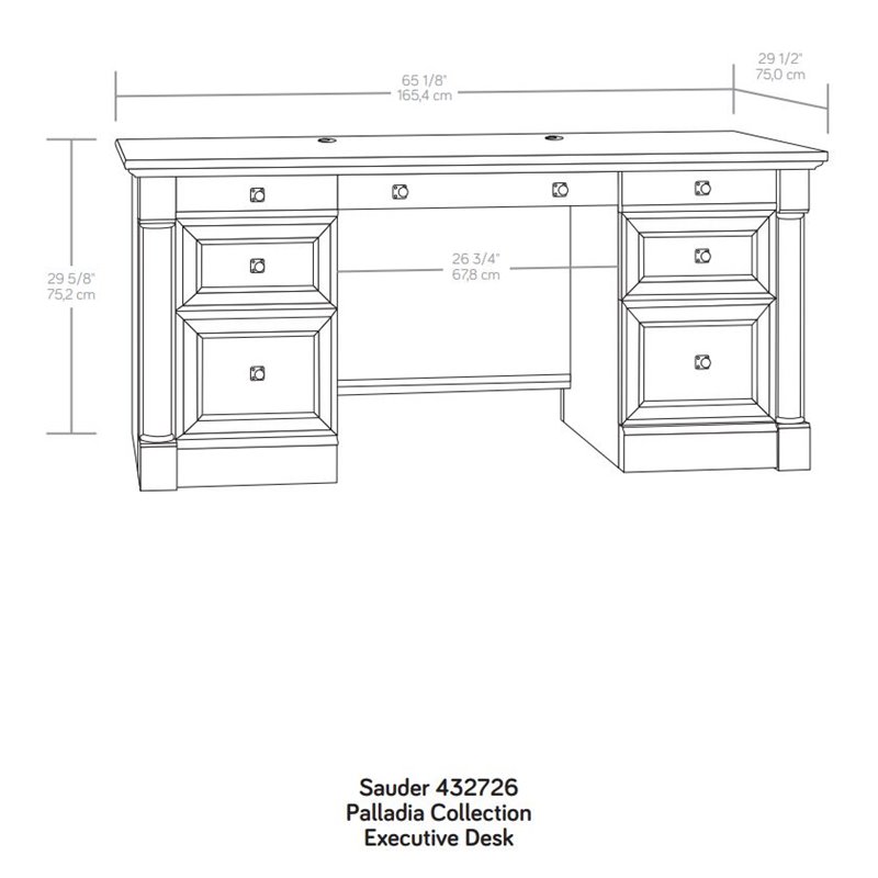 Sauder Palladia Engineered Wood Executive Desk in Glacier Oak/Rosso ...